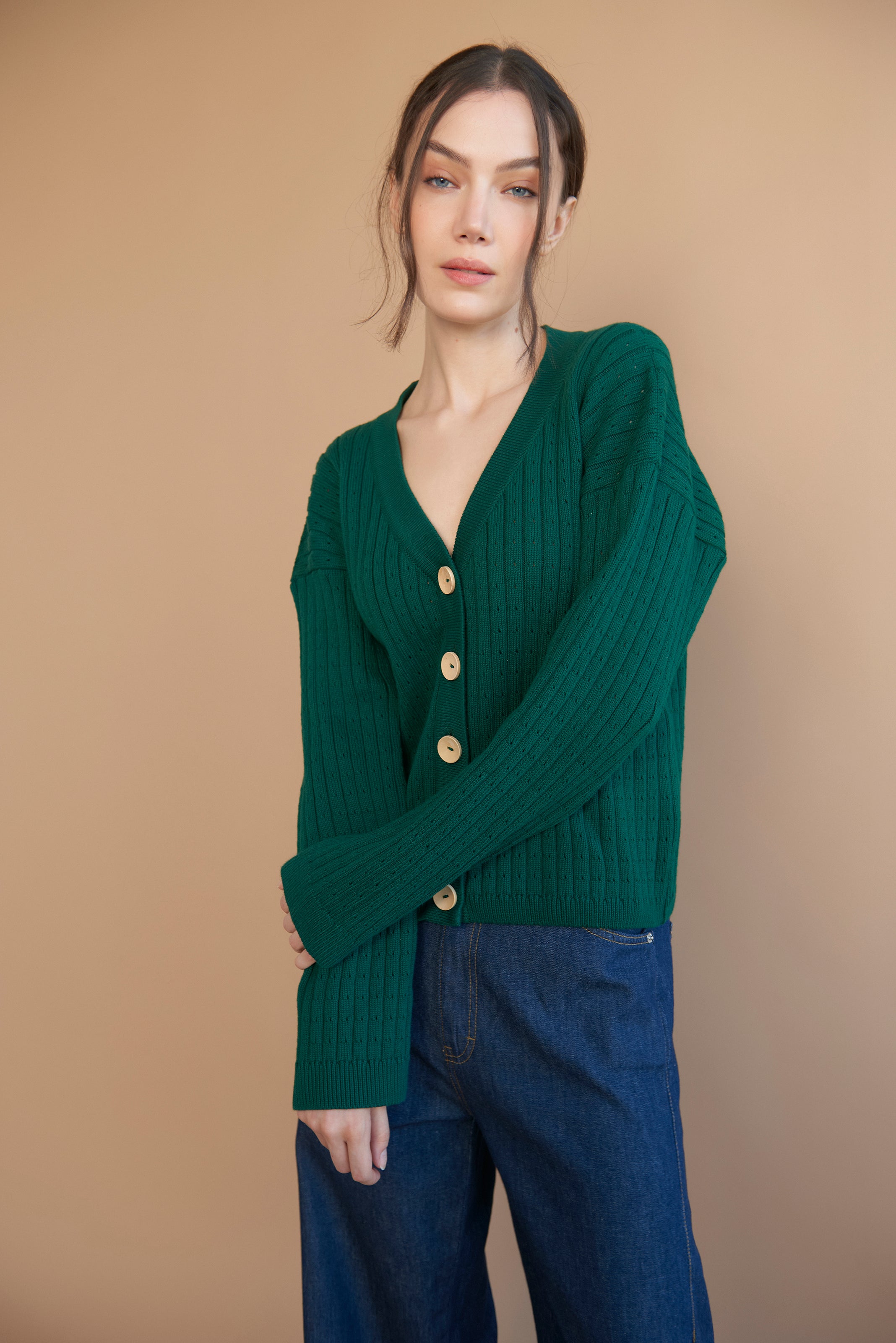 Aroon Cardigan Pine Oat Ava